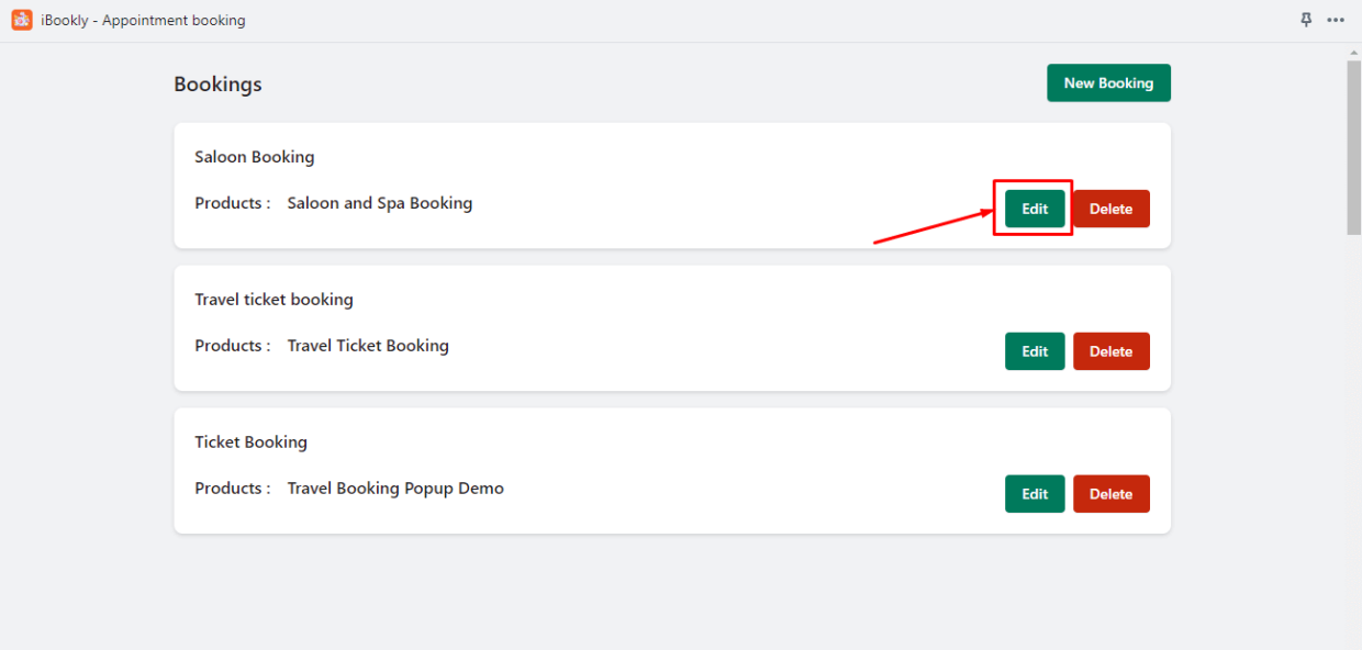 Edit Booking - Squared Apps