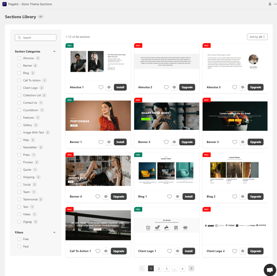 Sections library - Squared Apps